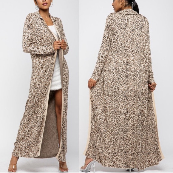 Sweaters | Leopard Print Long Maxi Cardigan Sweater Duster | Poshmark